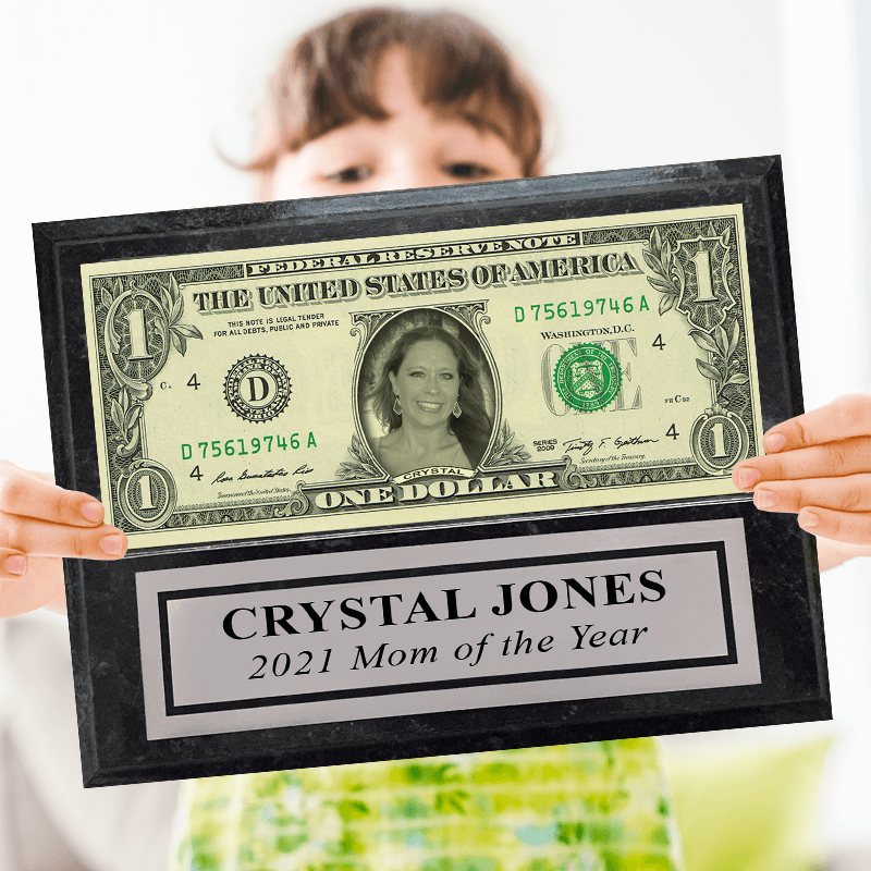 Photo Plaque with Engraving - Custom Award on A REAL Dollar Bill