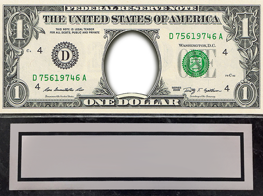 Photo Plaque with Engraving - Custom Award on A REAL Dollar Bill